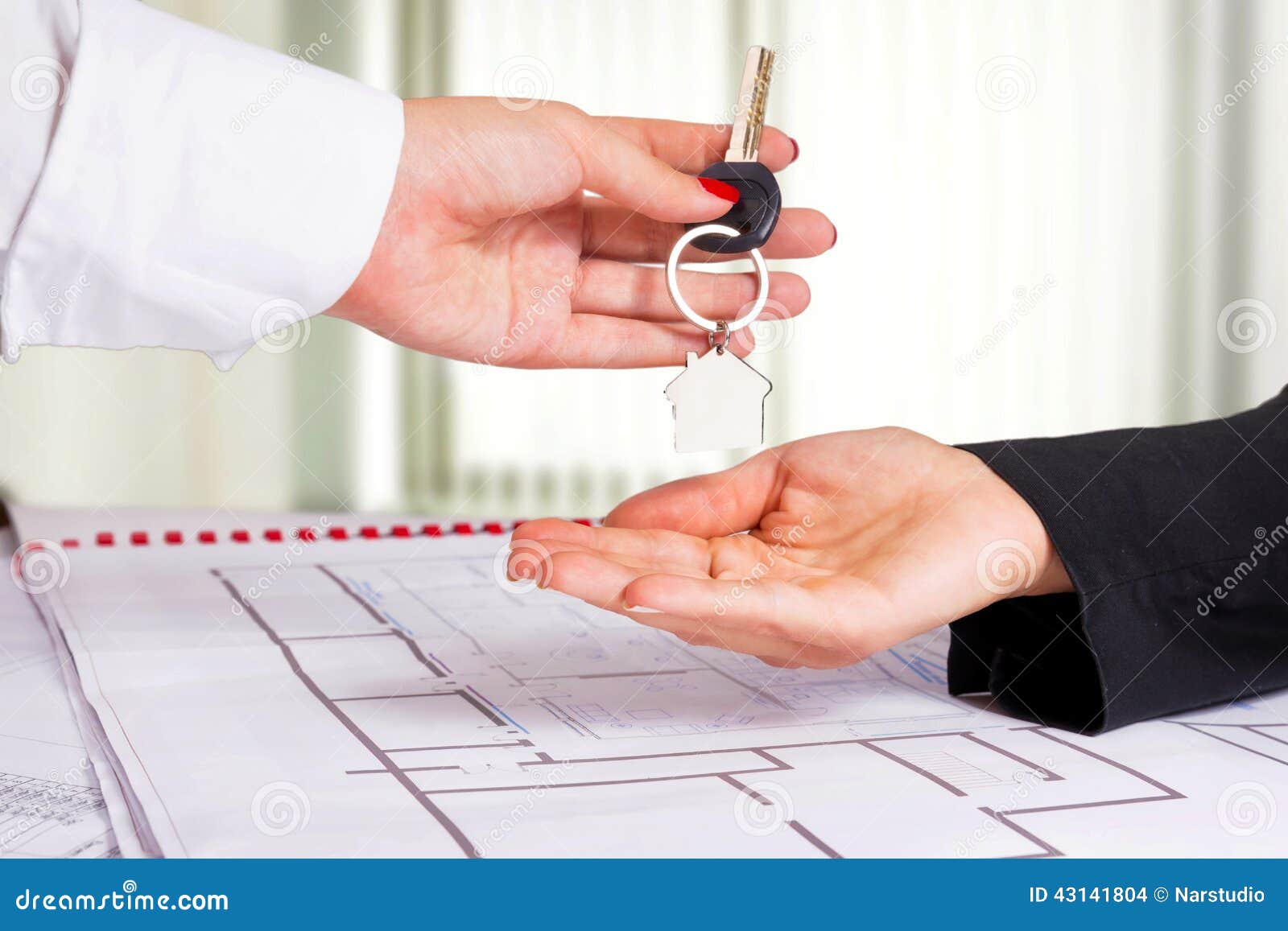 Architect Hand Presenting House Key To a Client. Stock Photo - Image of ...