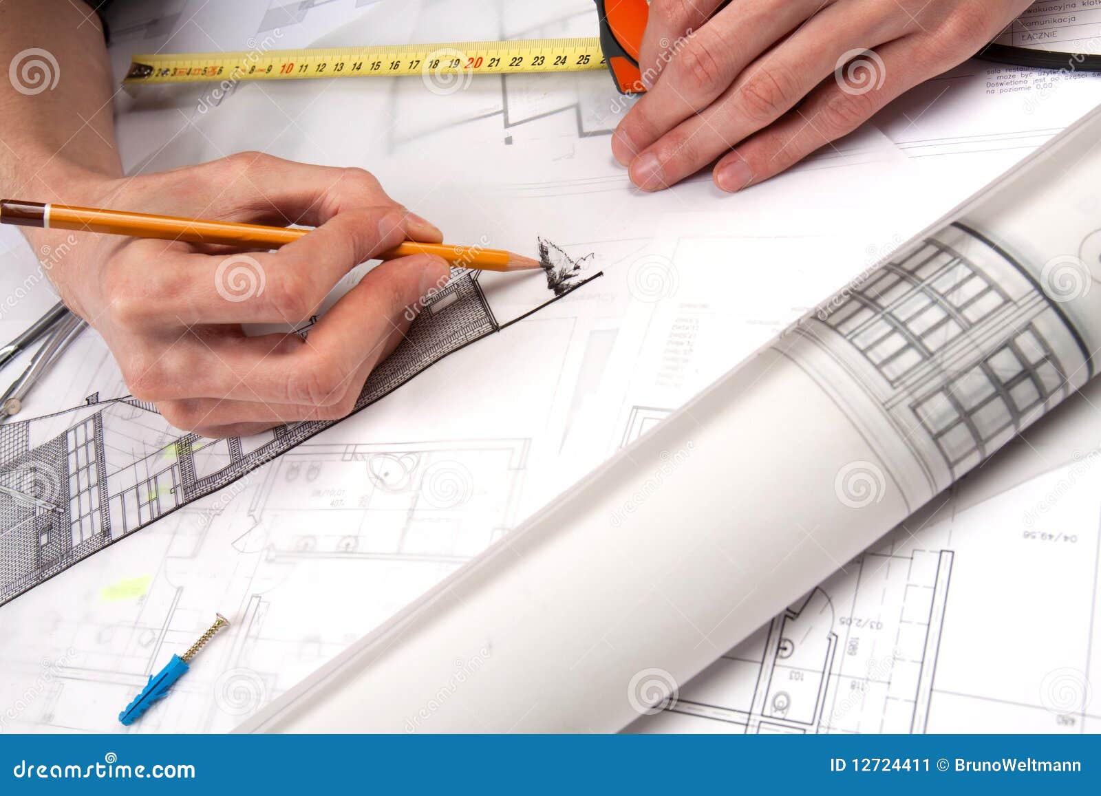 Architect Hands stock image. Image of engineering, exterior - 12724411