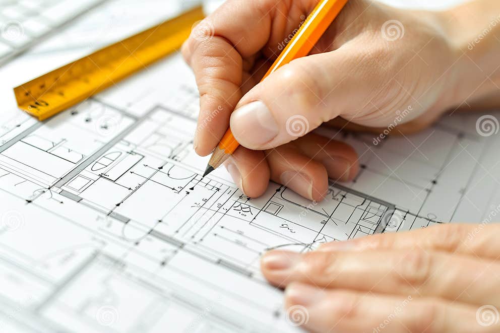 Architect Hands Designer Interior Designer Creative Work Hand Drawing ...