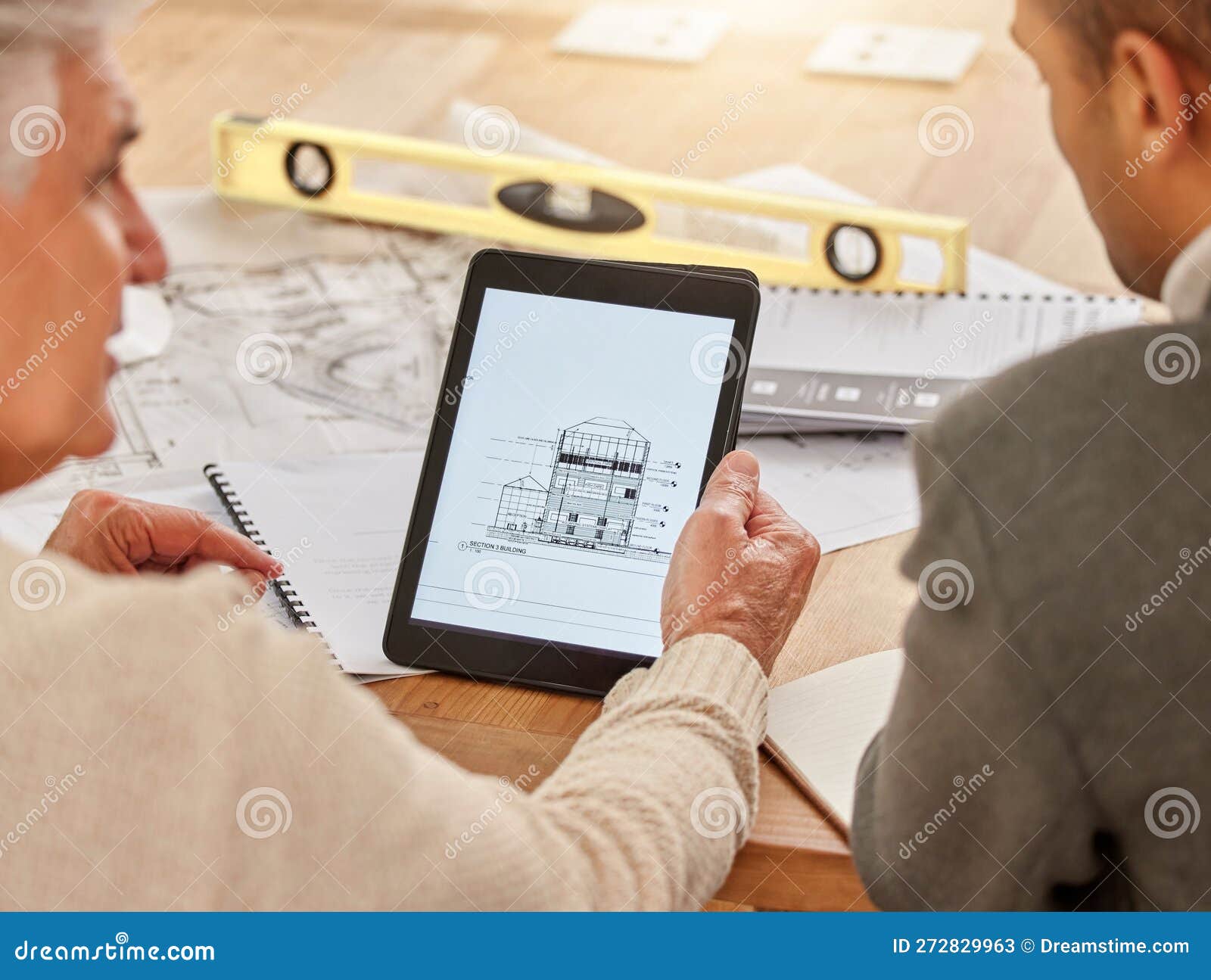 Architect, Hands and Tablet in Construction Planning, Digital Model or ...