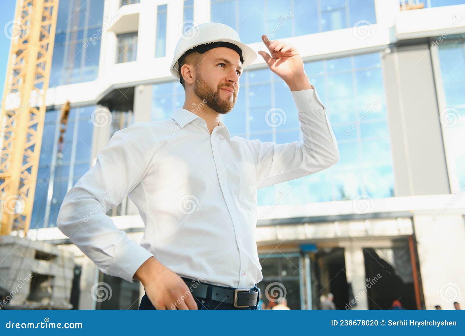 Architect in Helmet Near New Building Stock Photo - Image of house ...