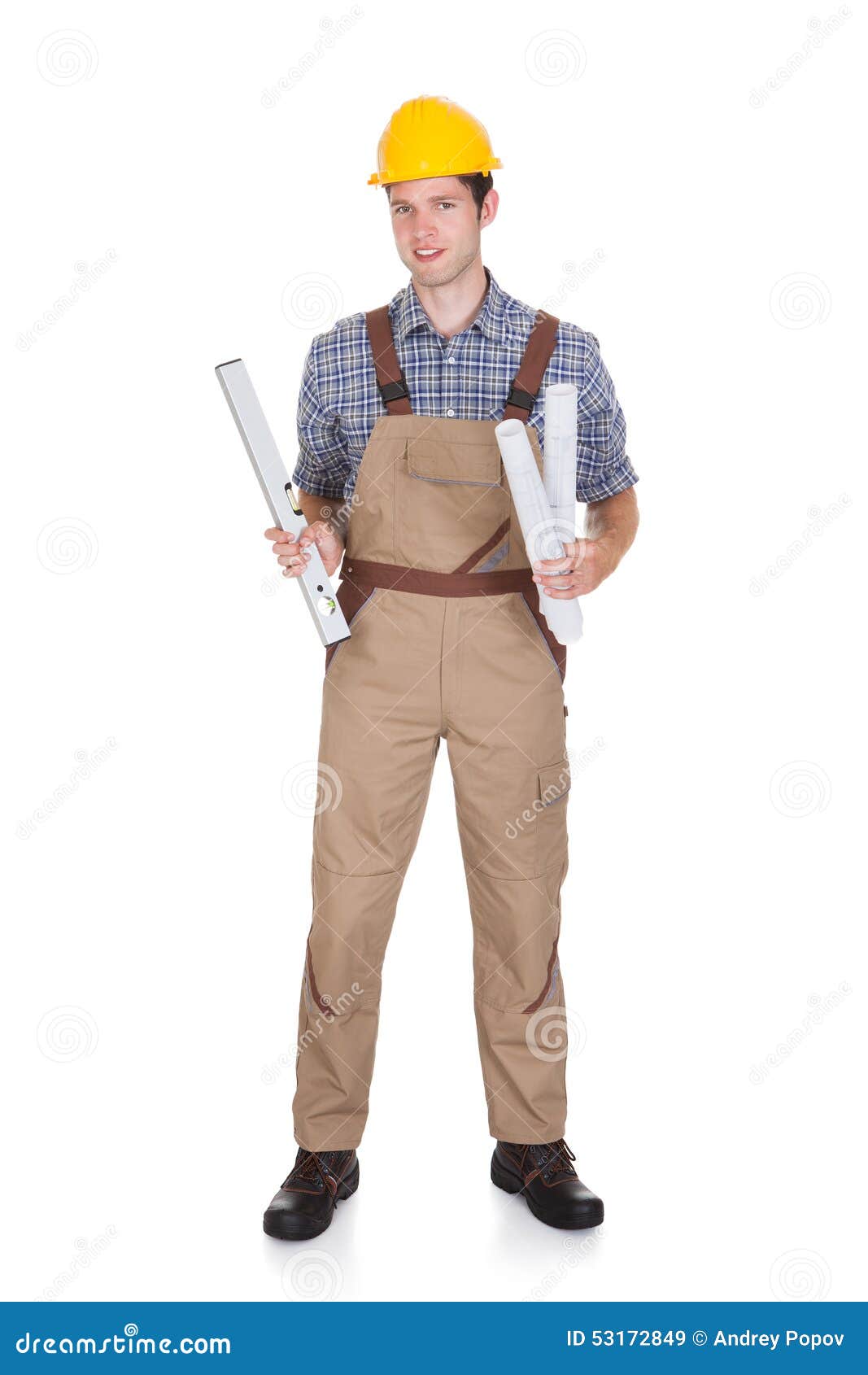 Architect Holding Blueprints Stock Image - Image of carpenter, person ...
