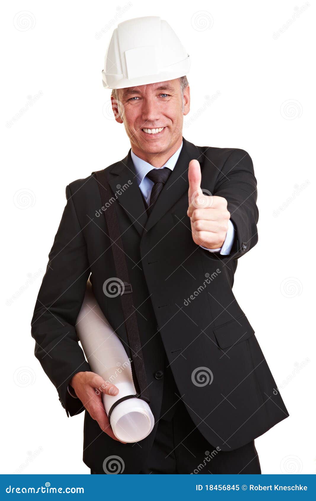 Architect Holding Thumbs Up Stock Image - Image of plan, copy: 18456845
