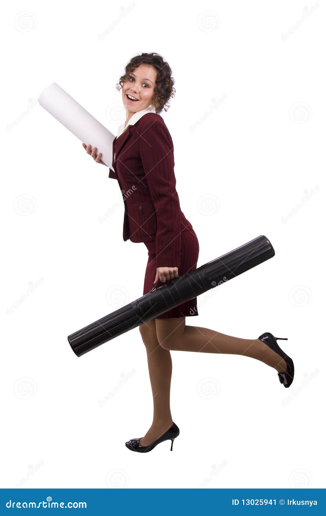 Architect Holding Tube with Blueprints is in Hurry Stock Image - Image ...