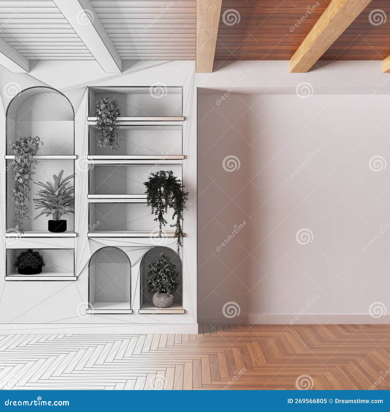 Architect Interior Designer Concept: Hand-drawn Draft Unfinished ...