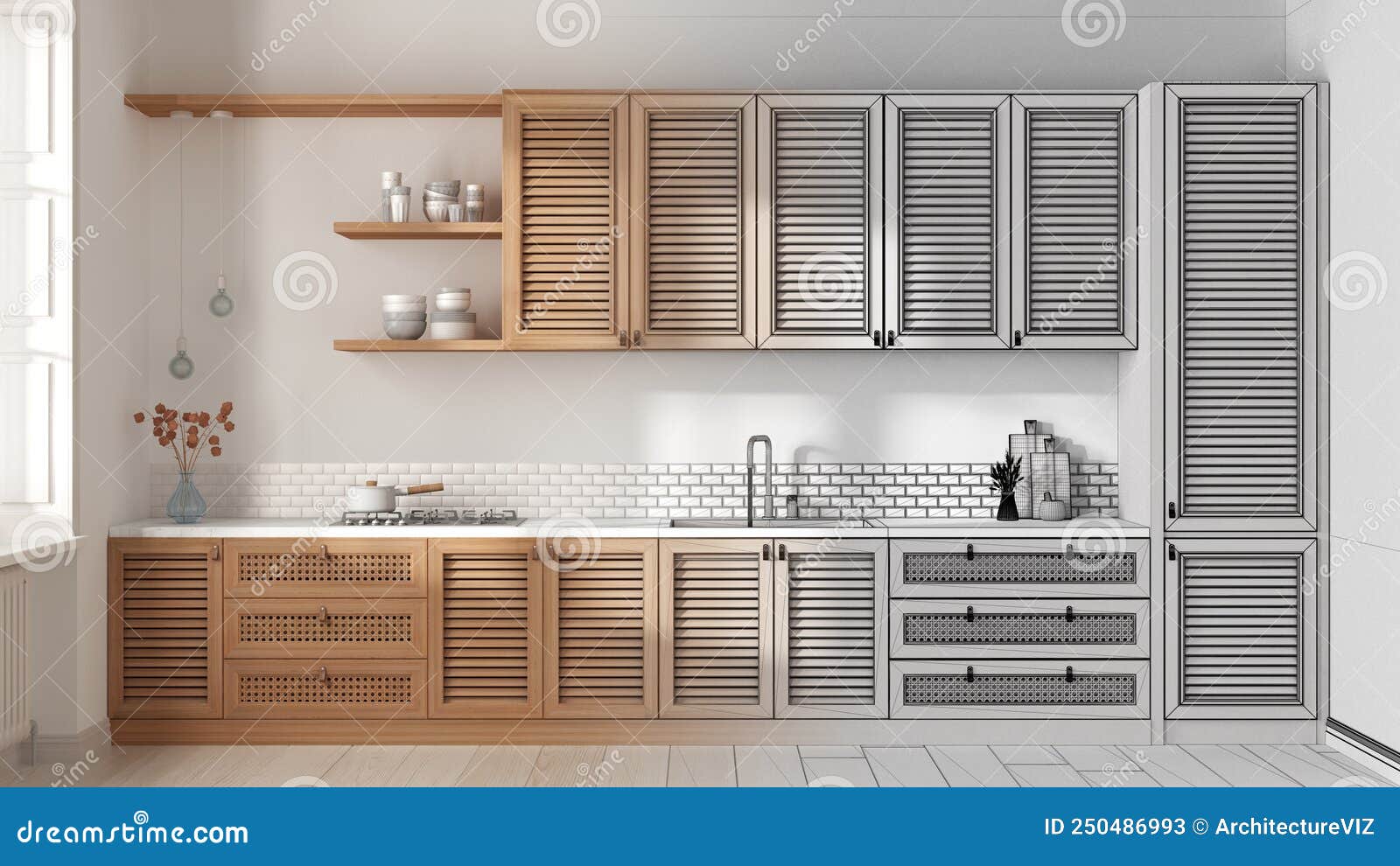 Architect Interior Designer Concept: Hand-drawn Draft Unfinished ...