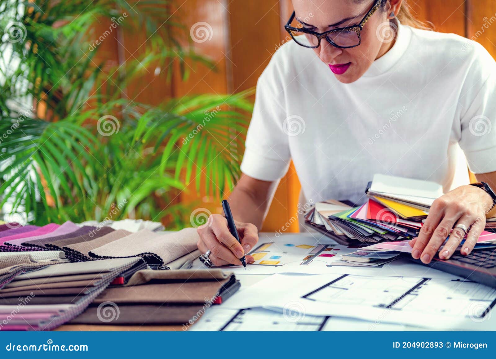 Architect, Interior Designer, Looking at Samples Stock Image - Image of ...