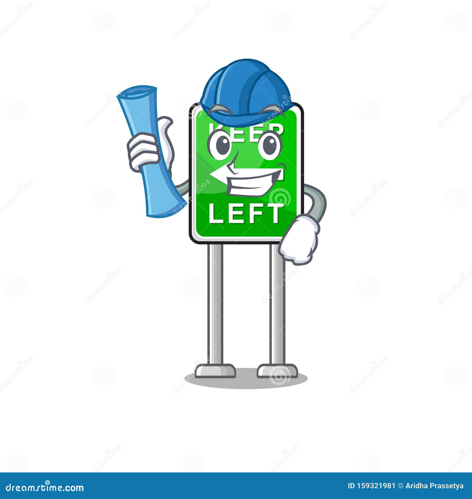 Architect Keep Left Cartoon Isolated the Mascot Stock Vector ...
