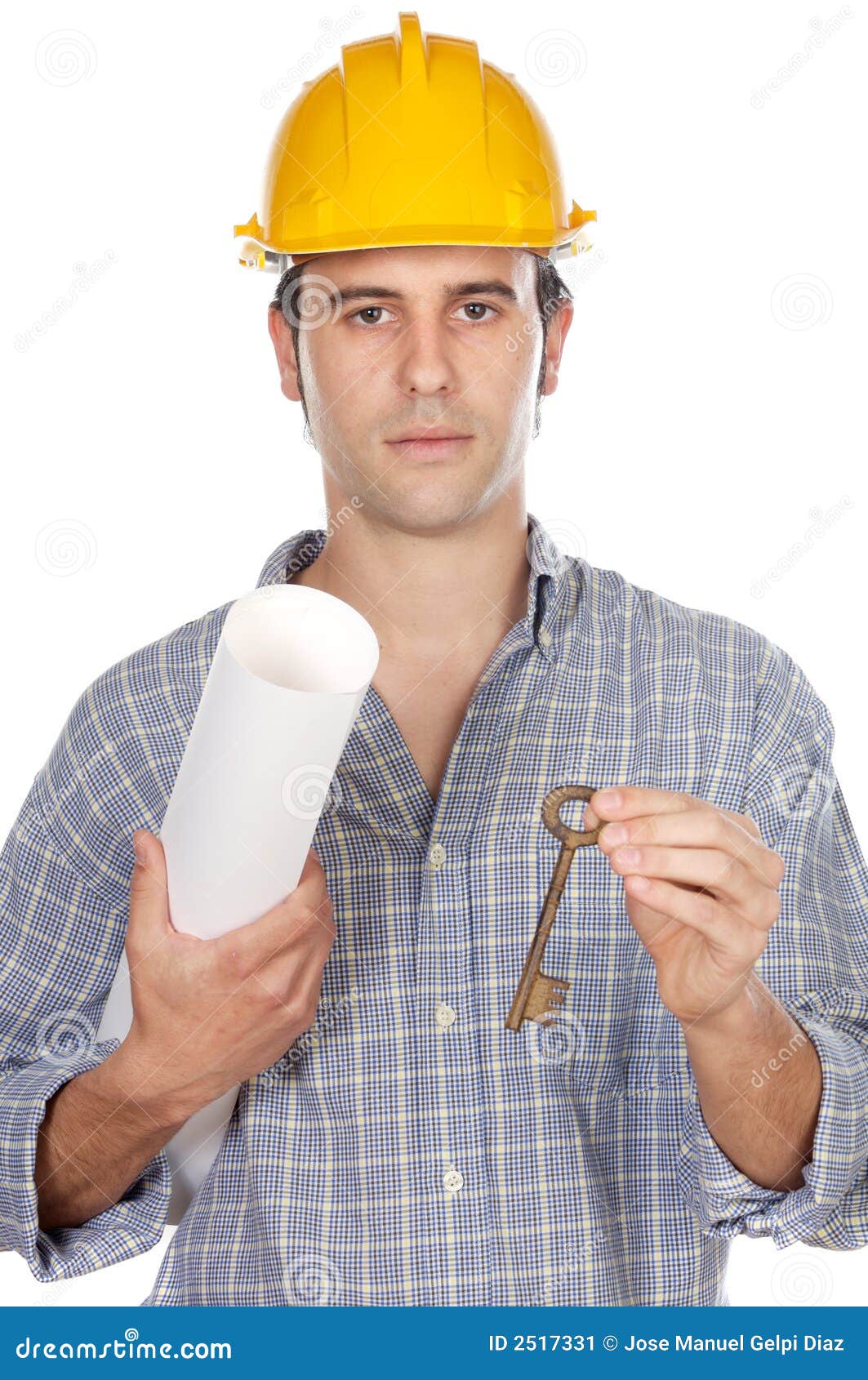 Architect with a key stock image. Image of construct, home - 2517331