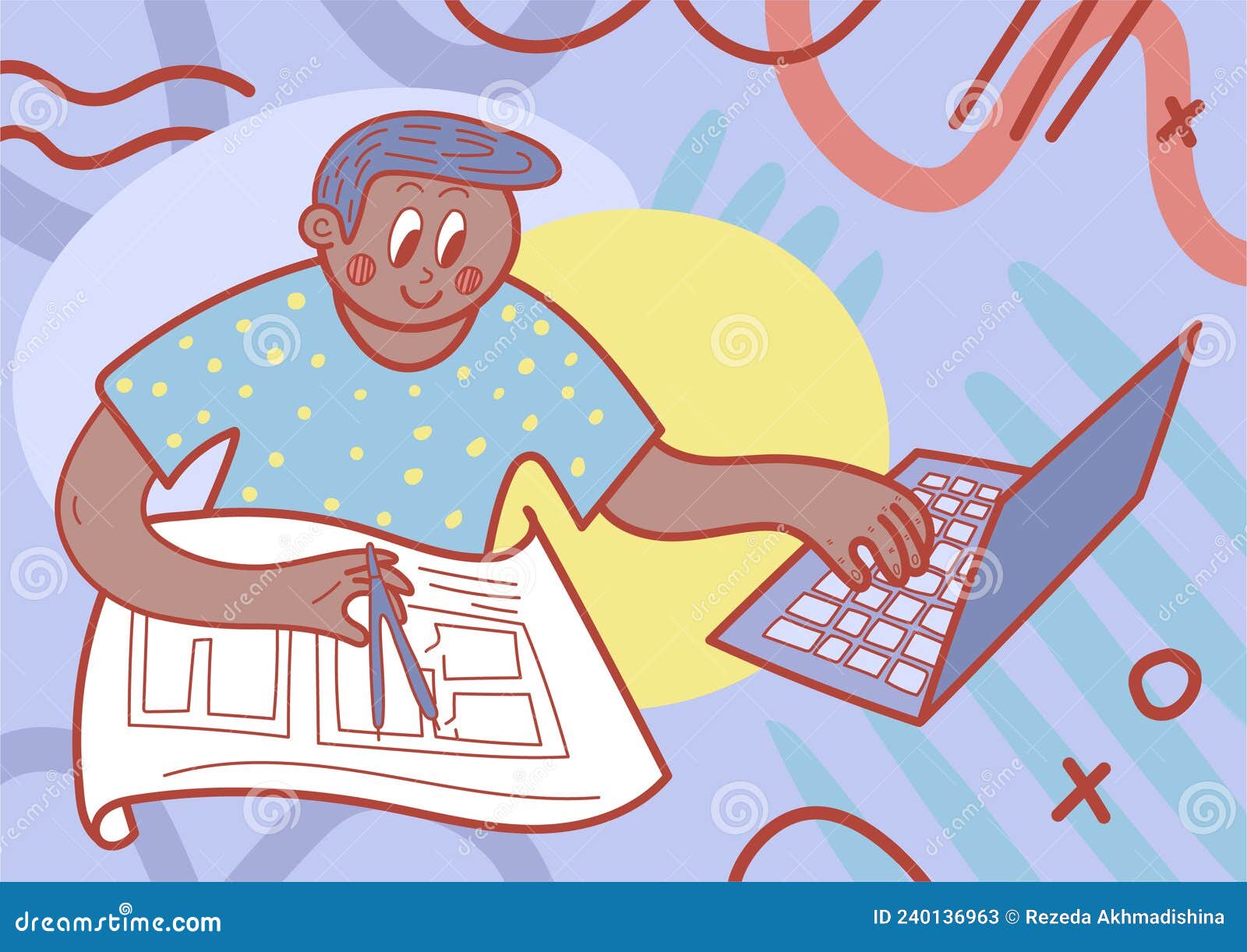 Architect with laptop stock vector. Illustration of notebook - 240136963