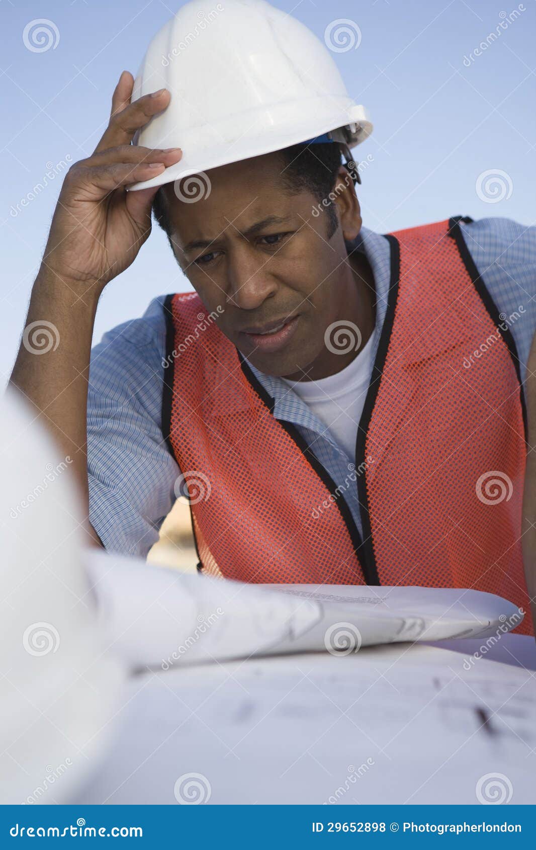 Architect Looking at Blueprint Stock Photo - Image of people, architect ...
