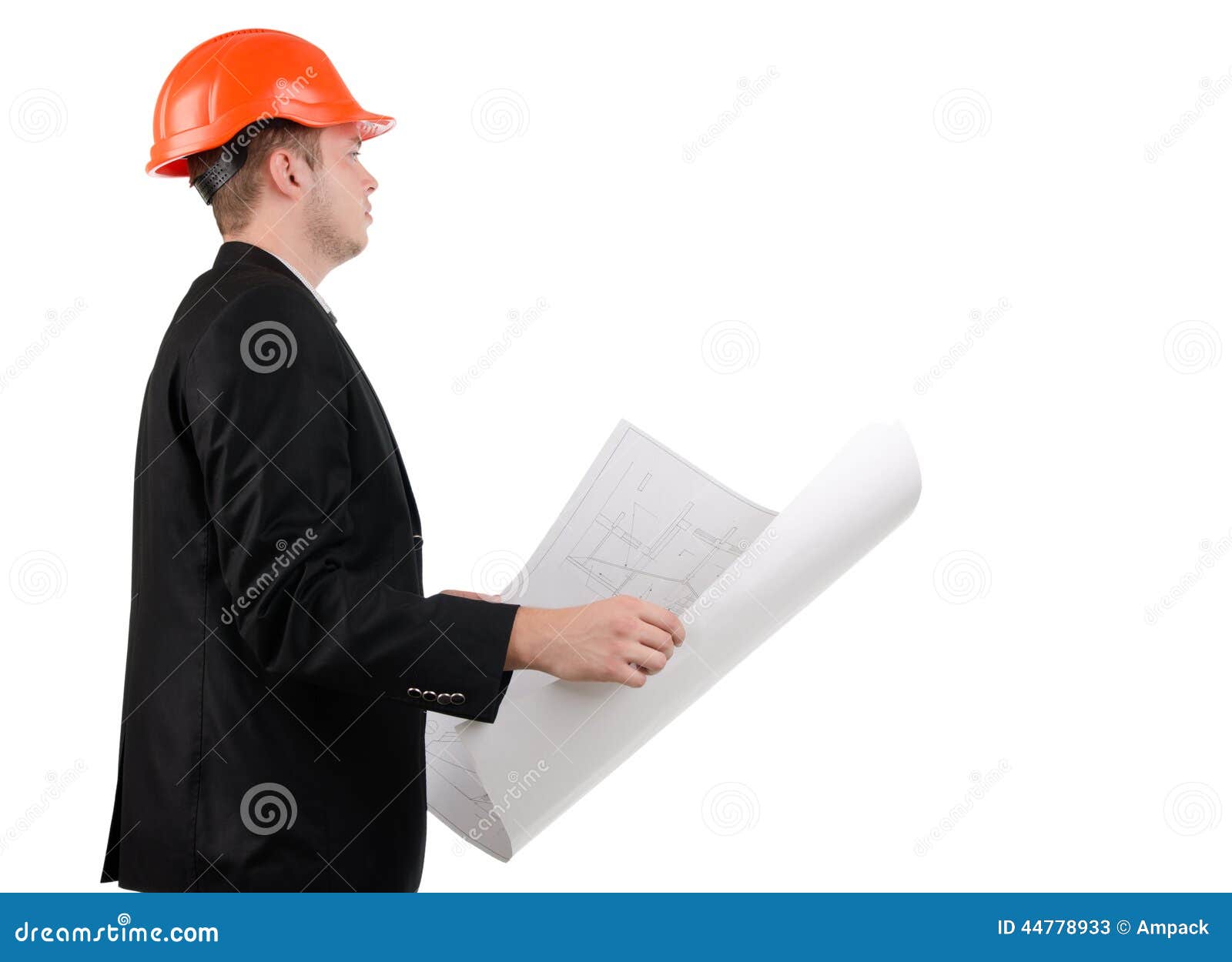 Architect Looking at a Blueprint Stock Image - Image of designer ...