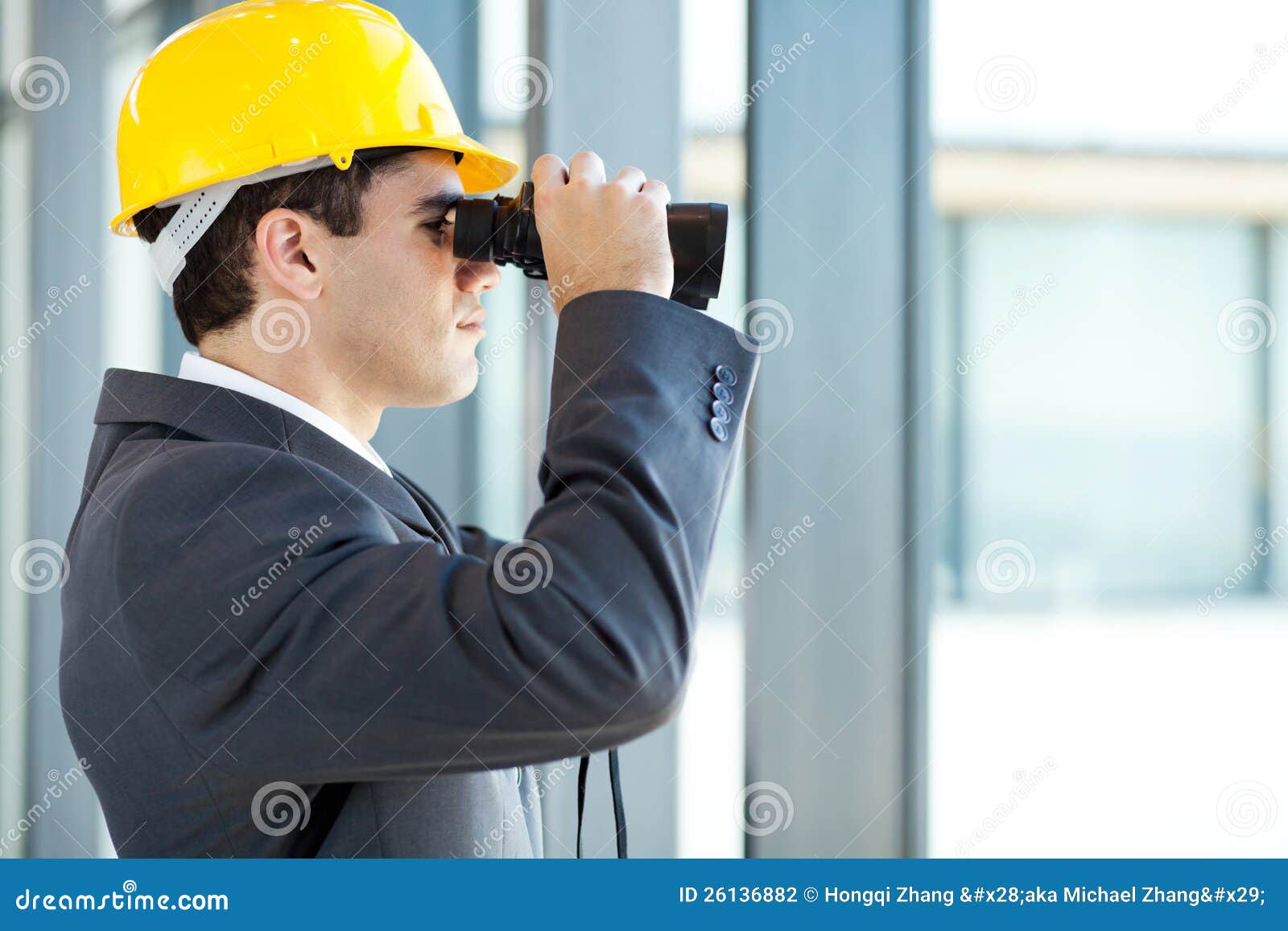 Architect Looking Construction Site Stock Photo - Image of serious ...