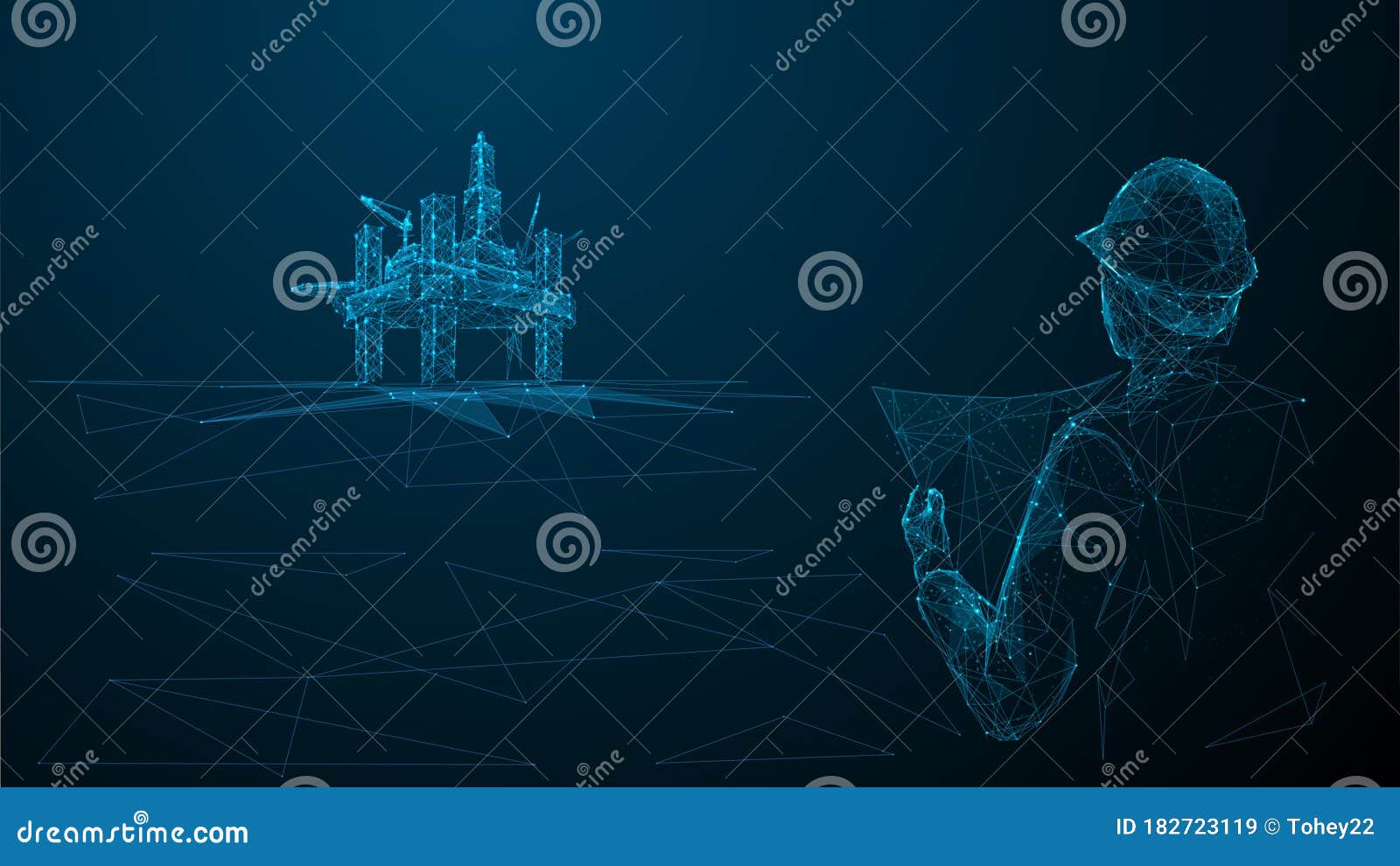Abstract Polygonal Engineer and Oil Rig Stock Vector - Illustration of ...