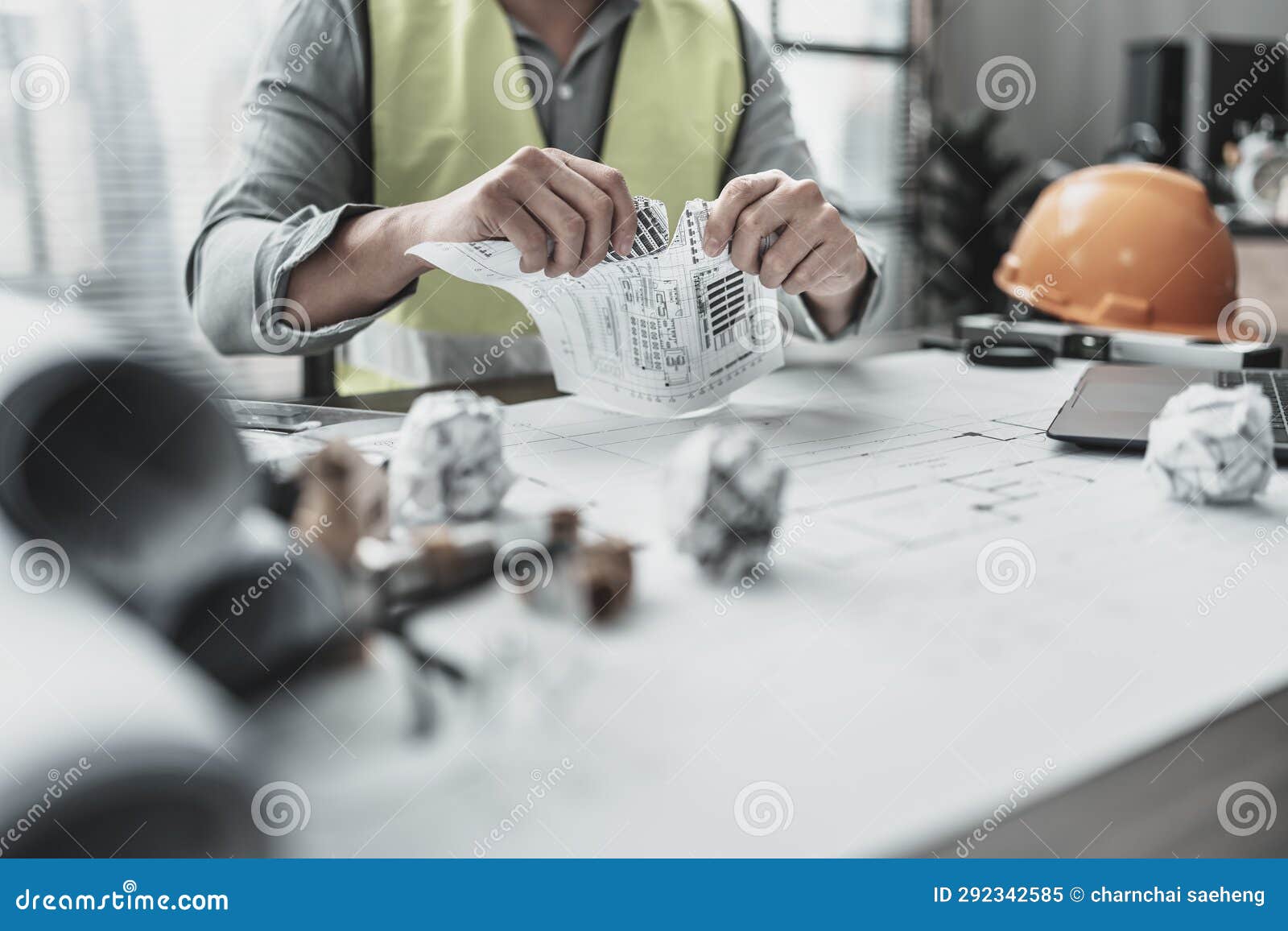 The Architect Made a Mistake in Designing the Plan and Torn Paper ...