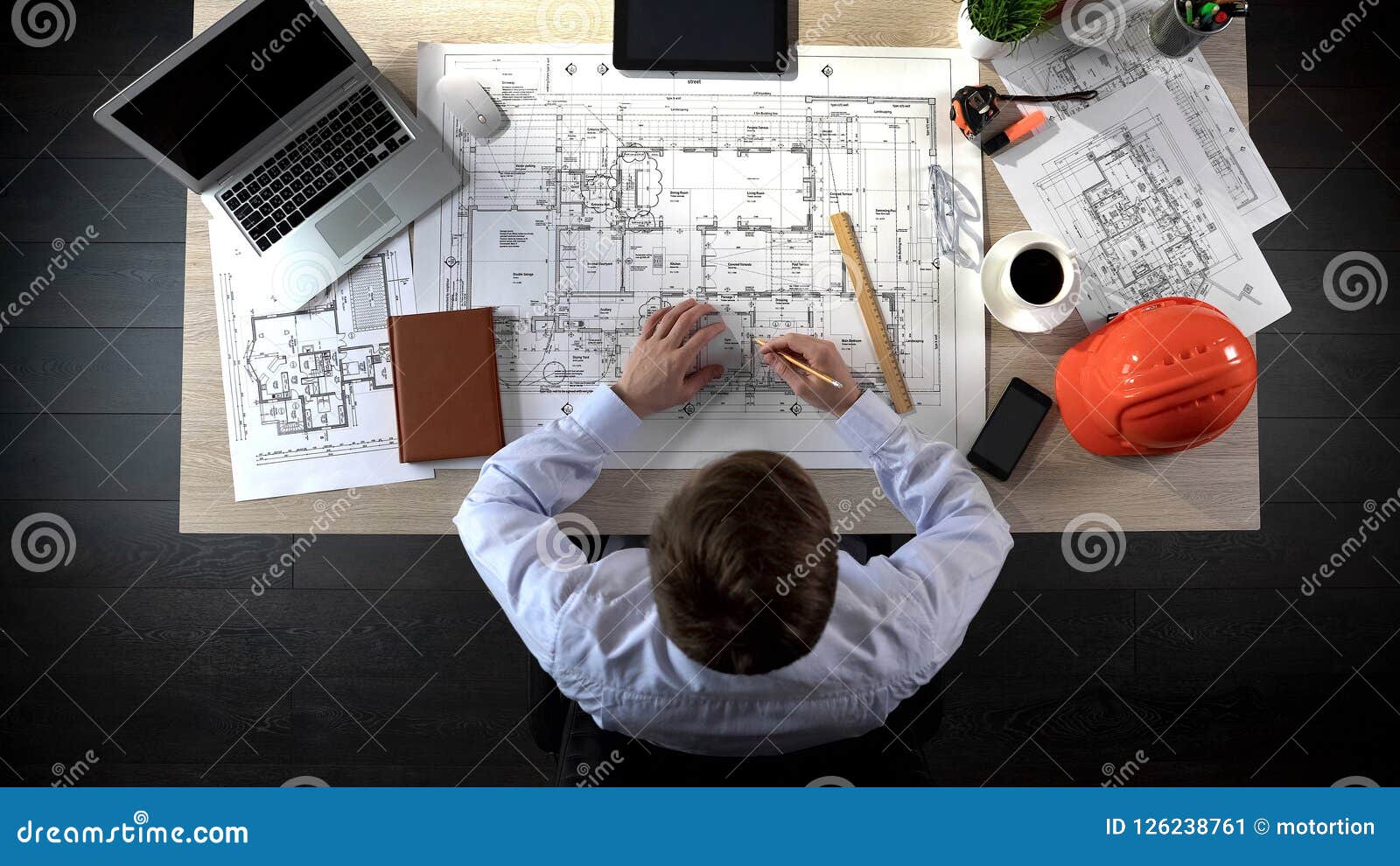 Architect Making Corrections On Plans Stock Photo | CartoonDealer.com ...
