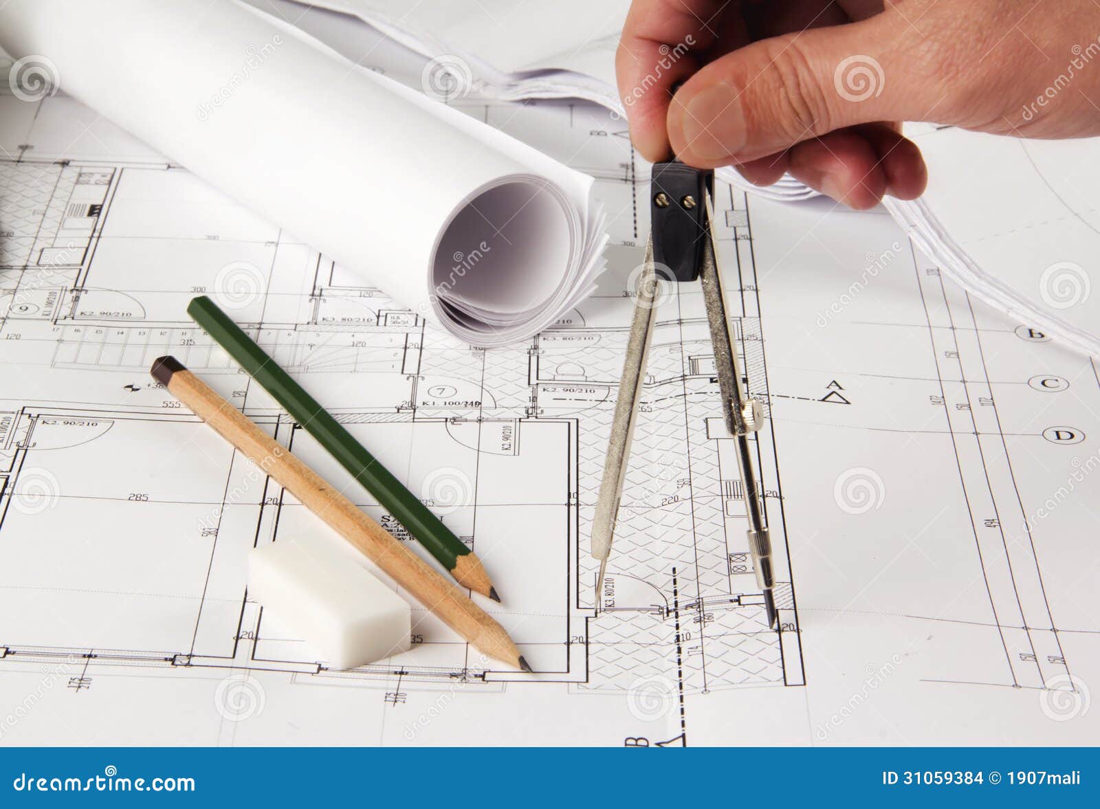 Architect Making Corrections On Plans Stock Photo | CartoonDealer.com ...