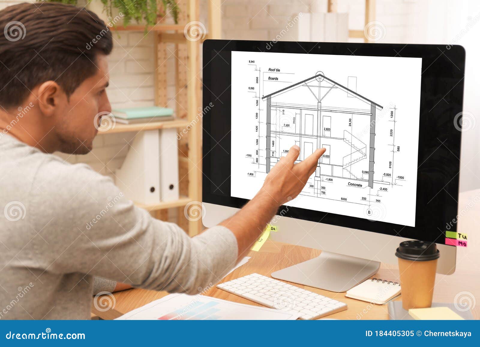 Architect Making Project of House on Computer Stock Image - Image of ...