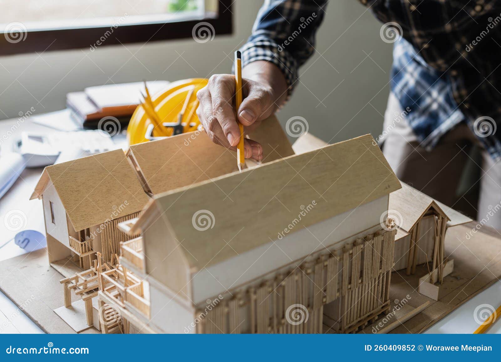 Architect Man Working with Blueprints for Architectural Plan, Engineer ...