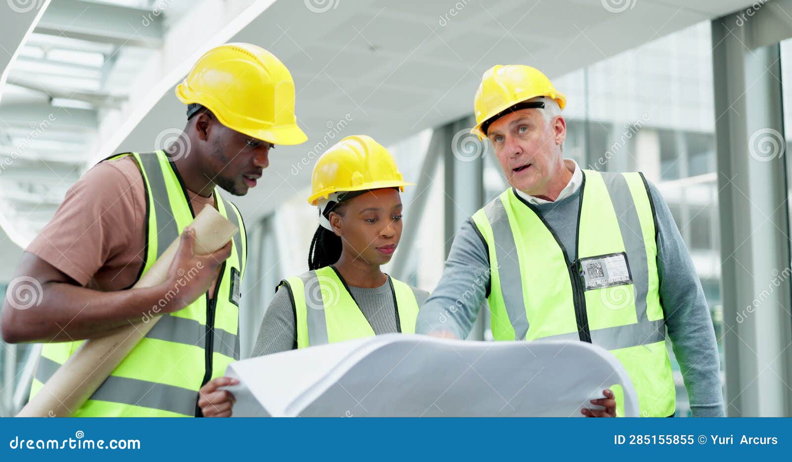 Architect Manager, Teamwork and People with Blueprint for Construction ...