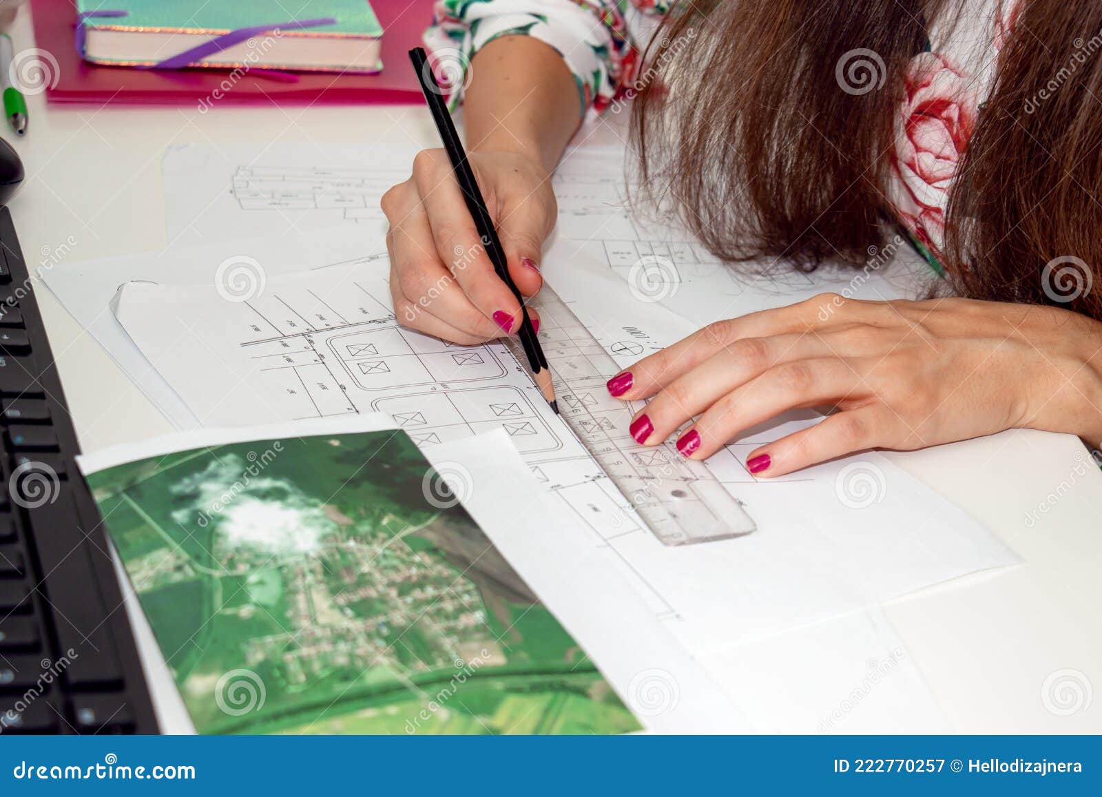 An Architect is Measuring and Doing the Technical Drawing, Planning the ...
