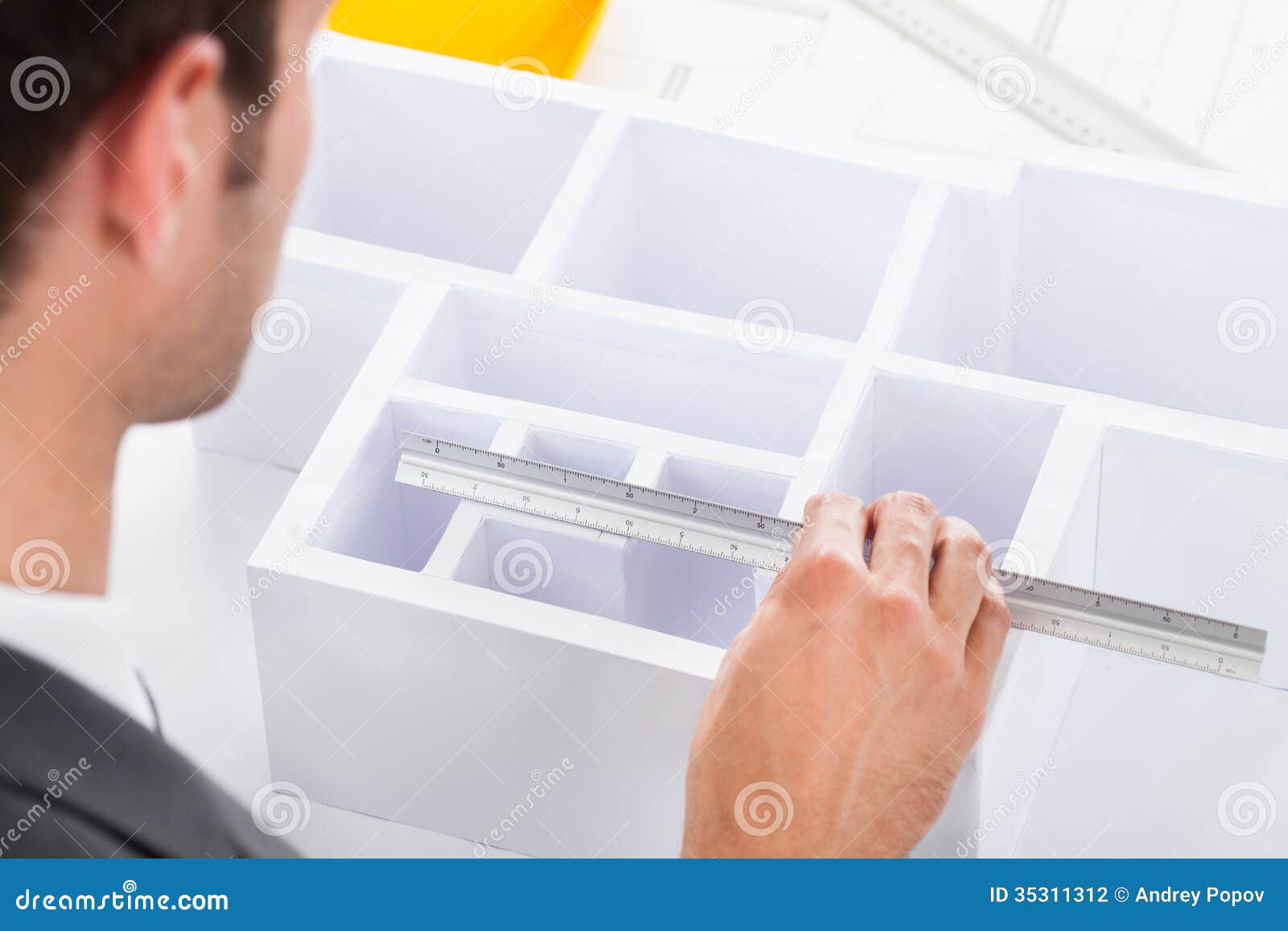 Architect Measuring House Model Stock Photo - Image of confident ...