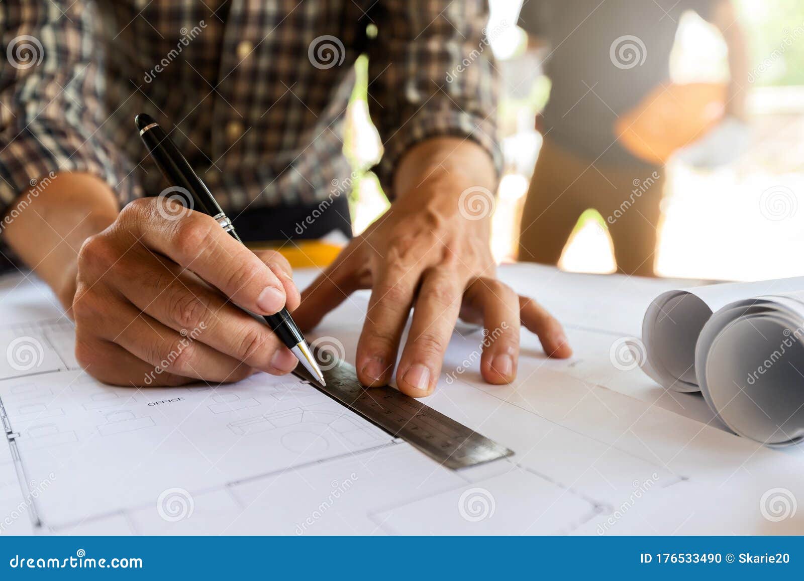 Architect Measuring Wall With Flexible Ruler Royalty-Free Stock ...