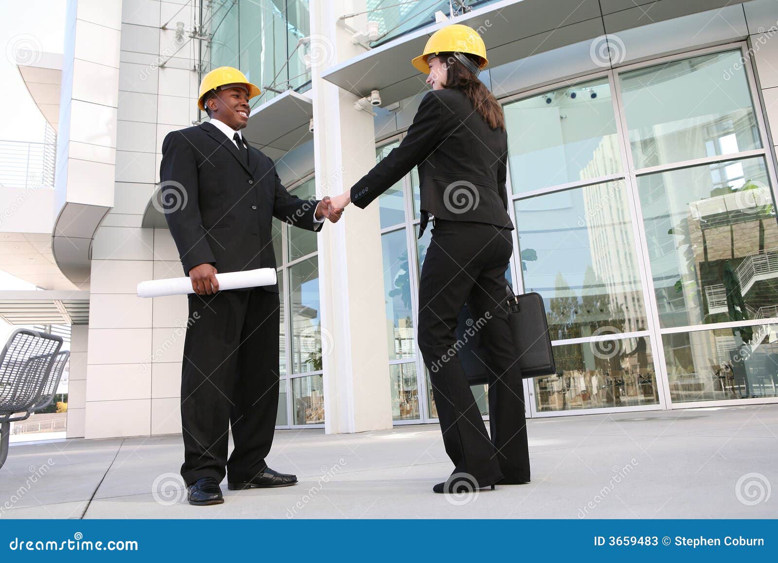Architect Meeting Client stock image. Image of cellphone - 3659483
