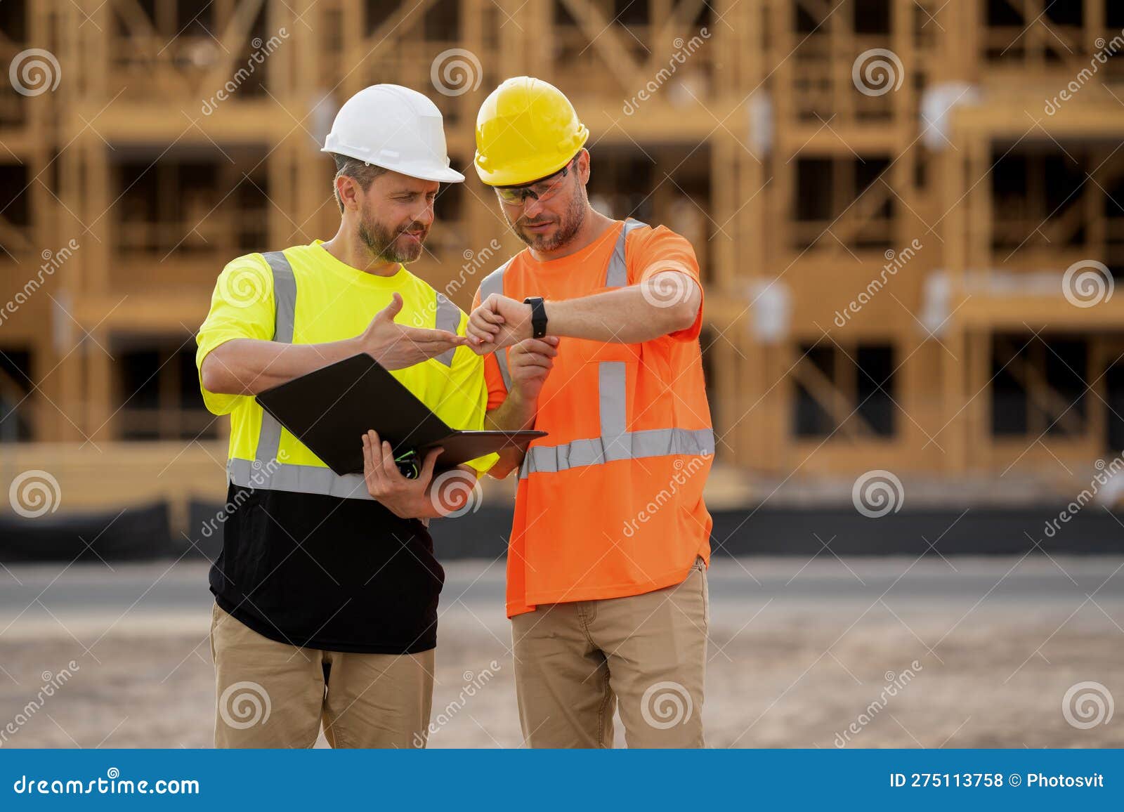 Architect Men Checking Construction Project Outdoor. Architect Men Have ...