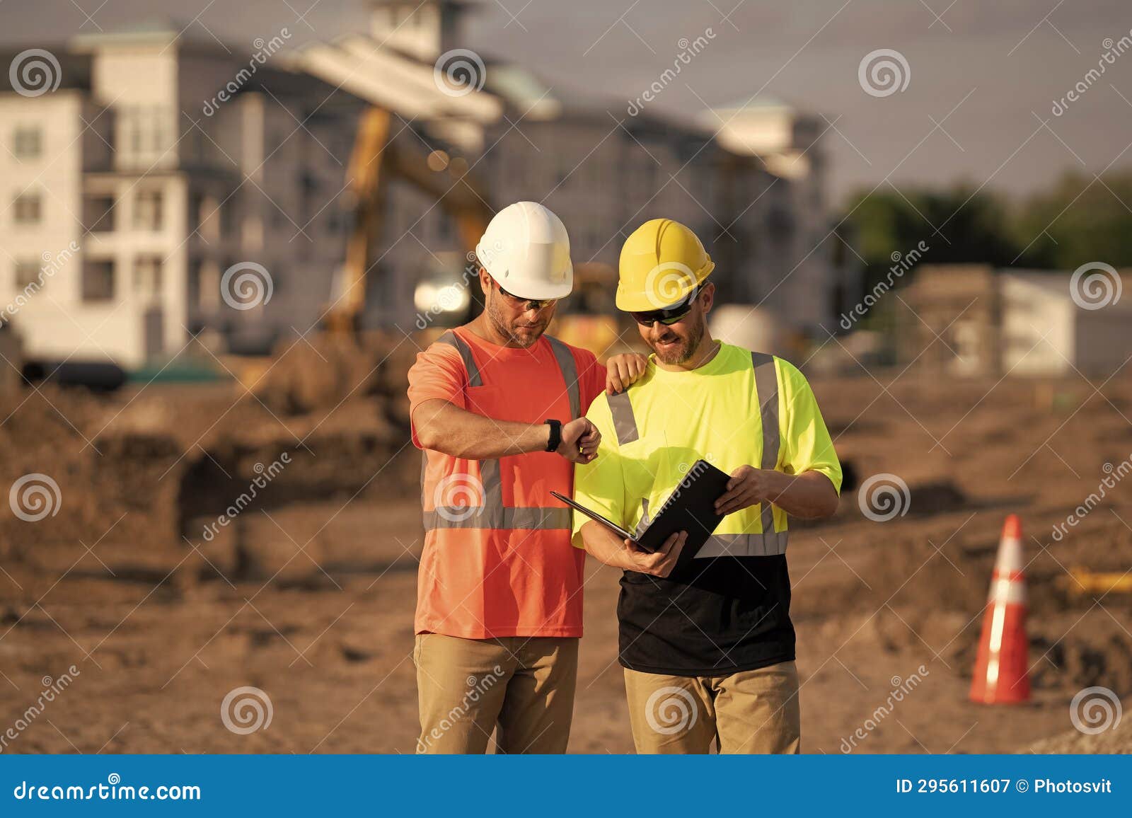 Architect Men Discussing Construction Project Deadline. Architect Men ...