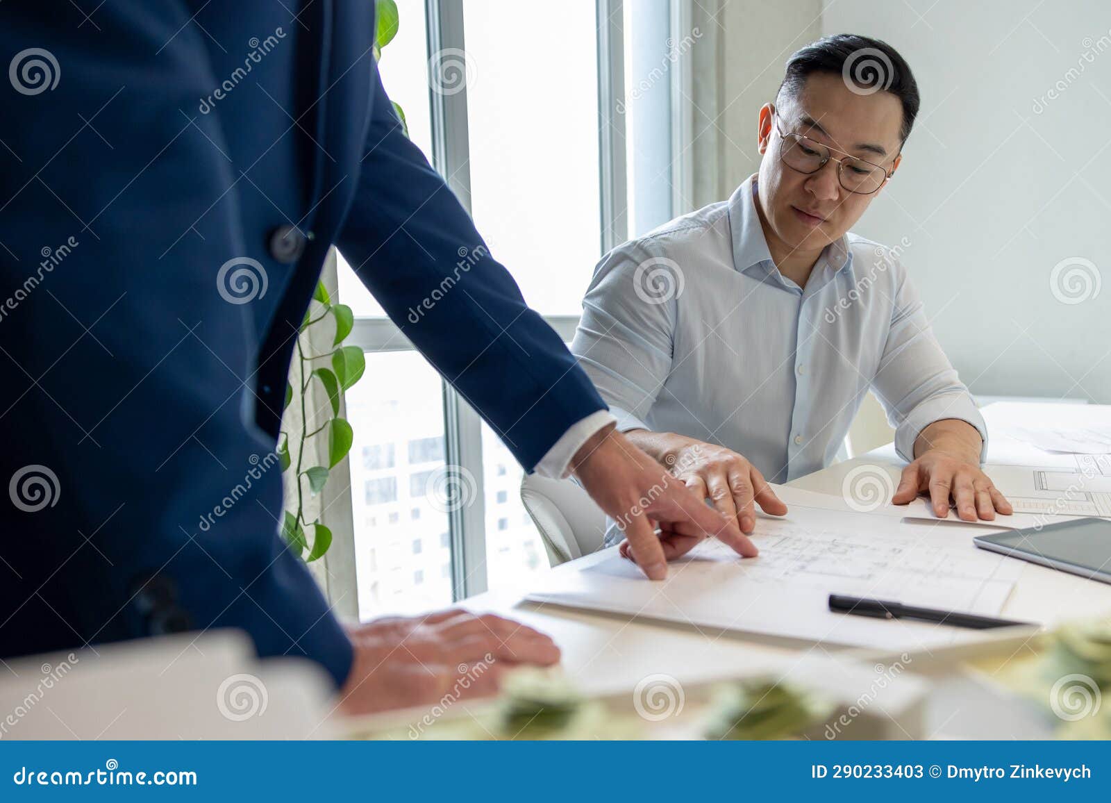 Architect Men, Teamwork and Planning Blueprint with Discussion ...