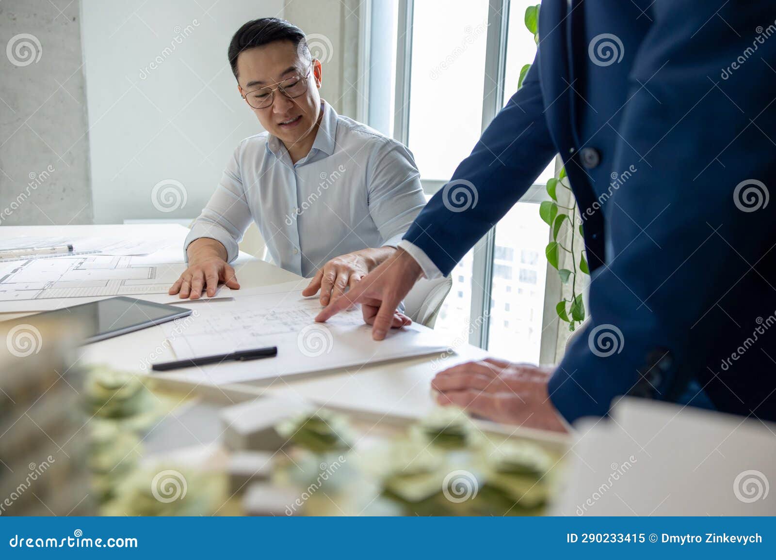 Architect Men, Teamwork and Planning Blueprint with Discussion ...