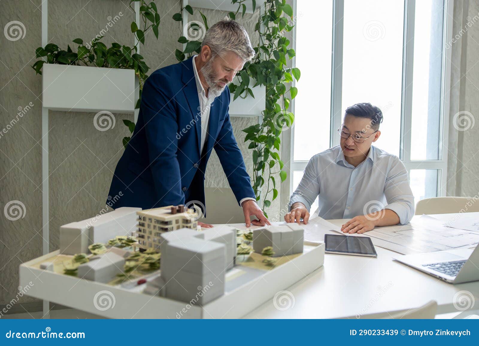 Architect Men, Teamwork and Planning Blueprint with Discussion ...