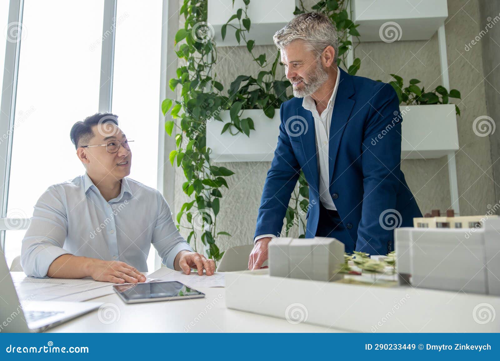 Architect Men, Teamwork and Planning Blueprint with Discussion ...