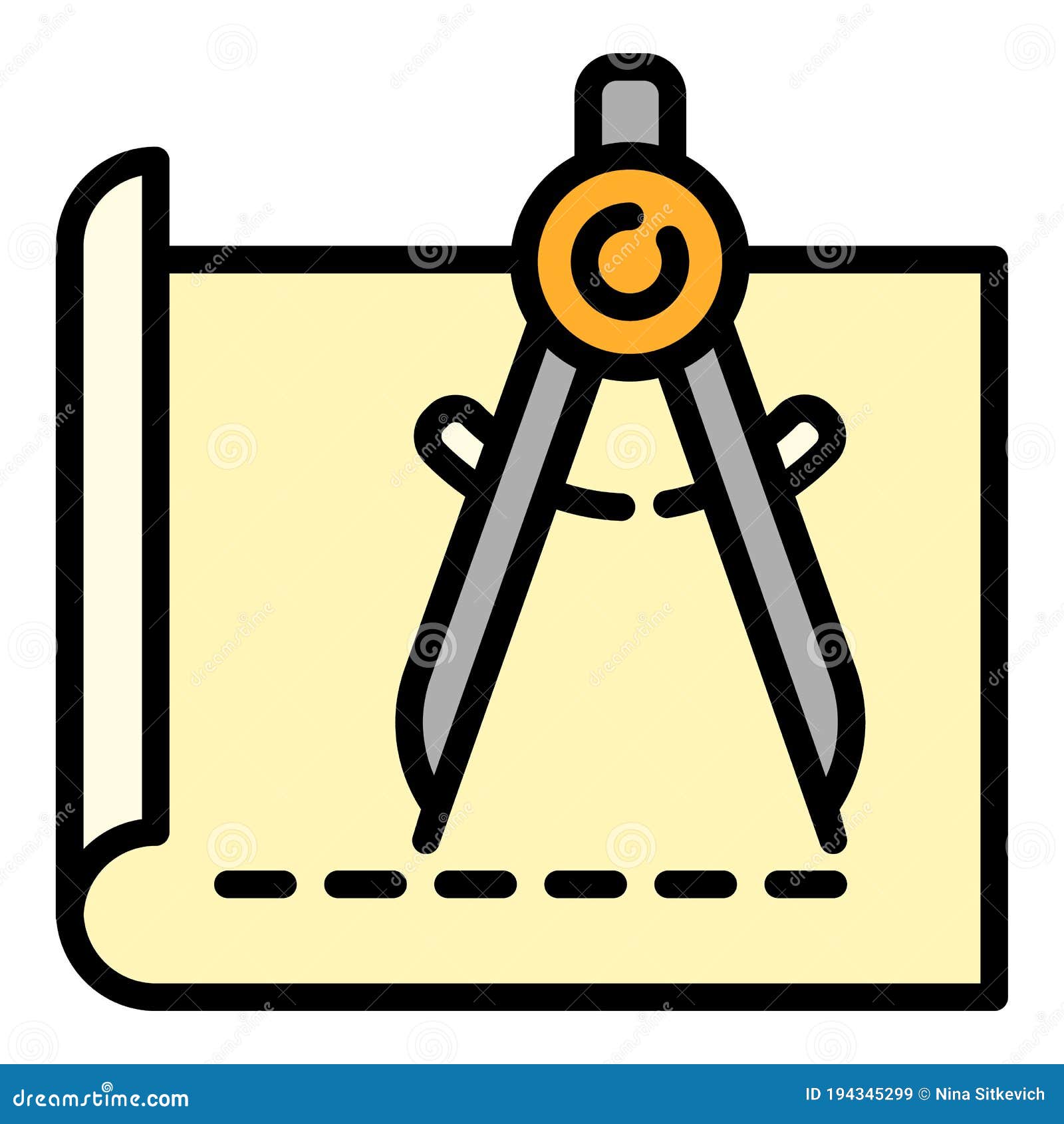 Architect Metal Compass Icon, Outline Style Stock Vector - Illustration ...