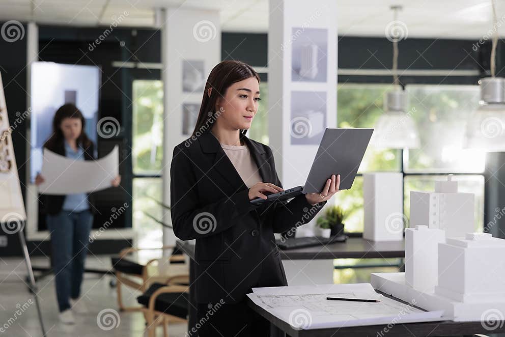 Architect Modeling 3d Building, Using Software on Laptop Stock Photo ...