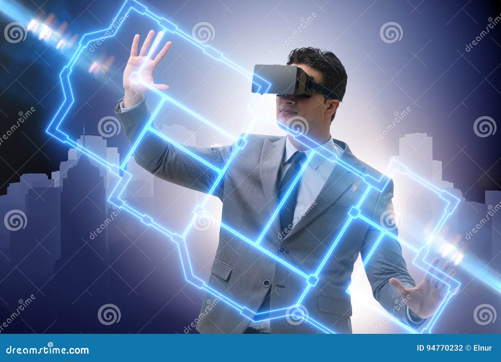The Architect Modelling Floor Plan with Vr Glasses Stock Photo - Image ...