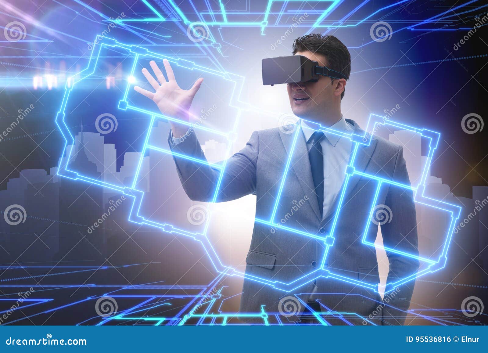 The Architect Modelling Floor Plan with Vr Glasses Stock Photo - Image ...