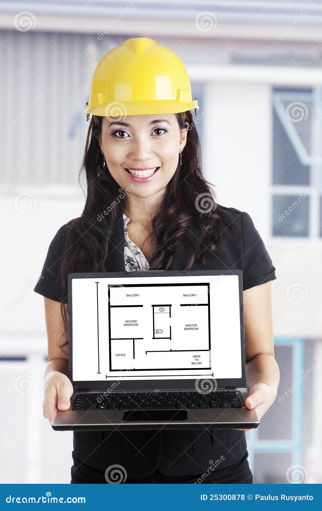 Architect with New House Design Stock Photo - Image of helmet ...