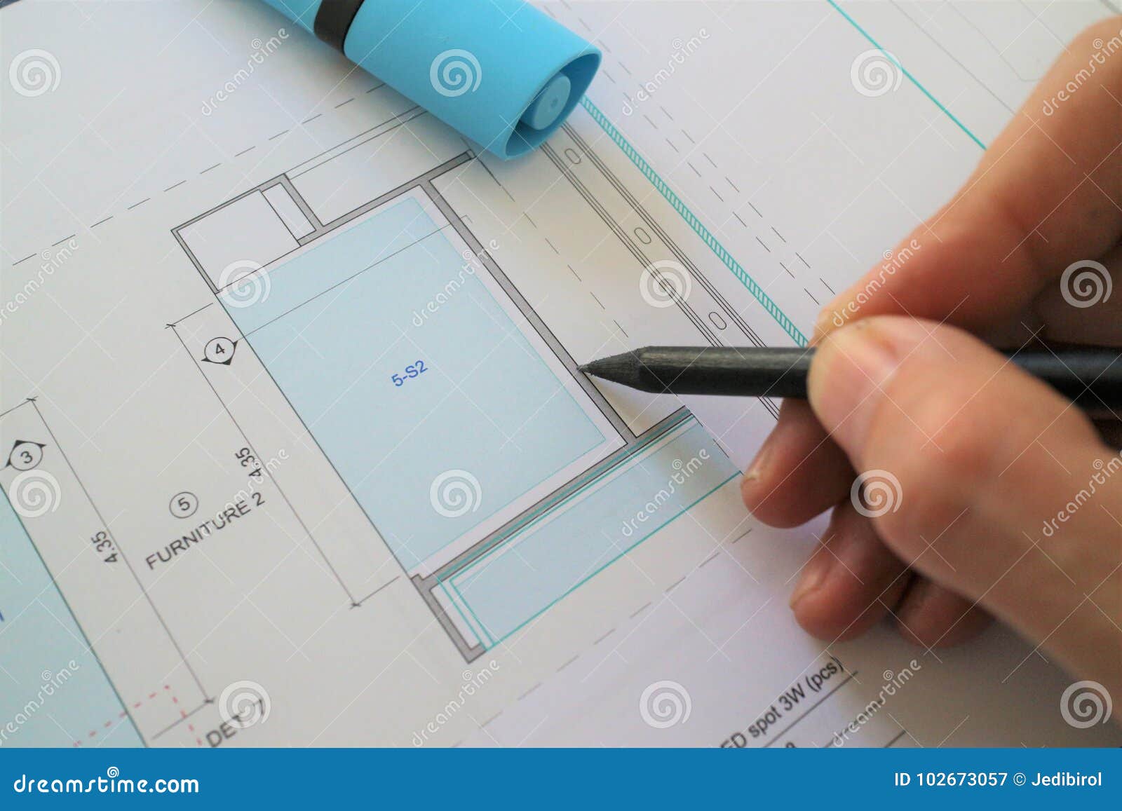 Architectural Pencil Drawing Plan Project Stock Image - Image of plan ...