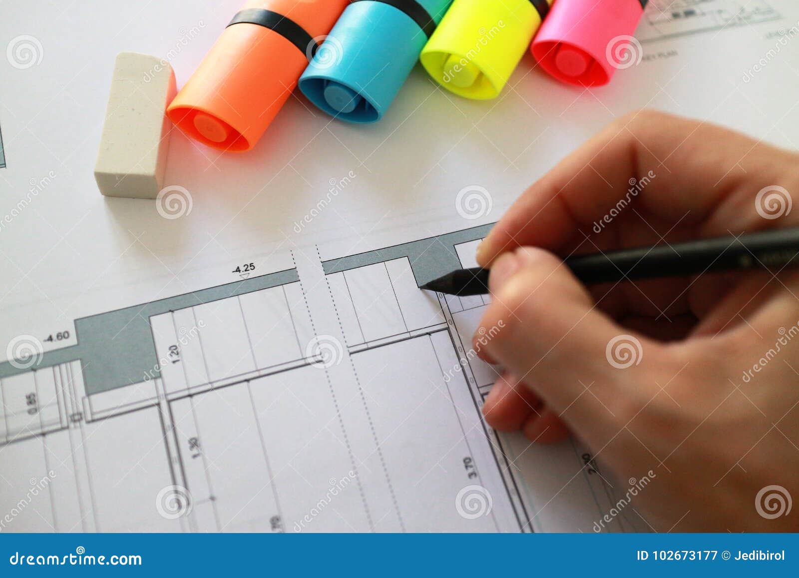 Architectural Pencil Drawing Plan Project Royalty-Free Stock ...