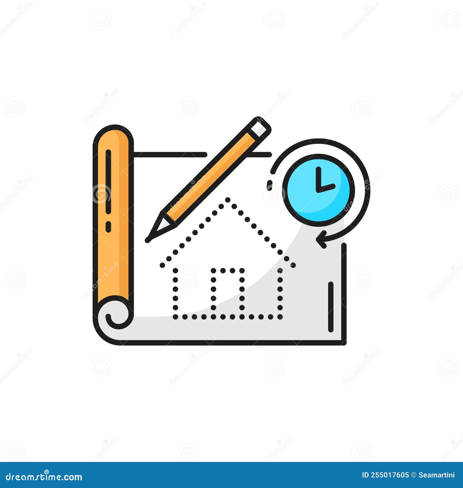 Architect Plan on Paper, Pencil and Deadline Sign Stock Vector ...