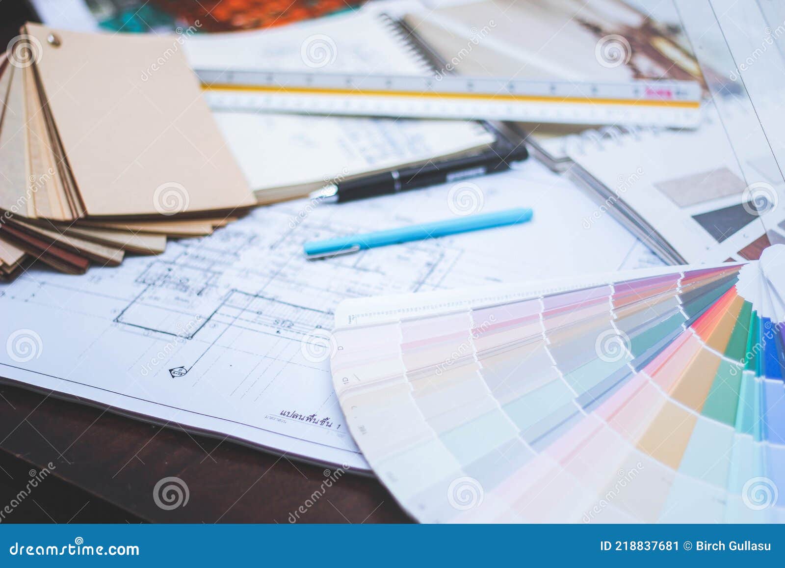 The Architect is Planning the Design. Architectural Work with Color ...