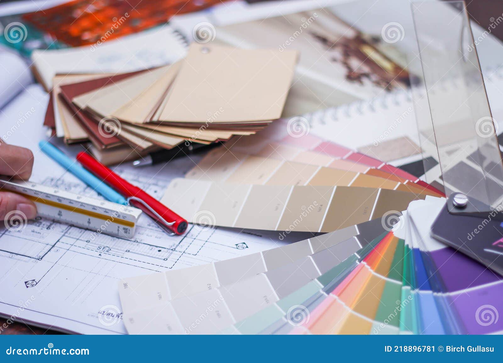 The Architect is Planning the Design. Architectural Work with Color ...