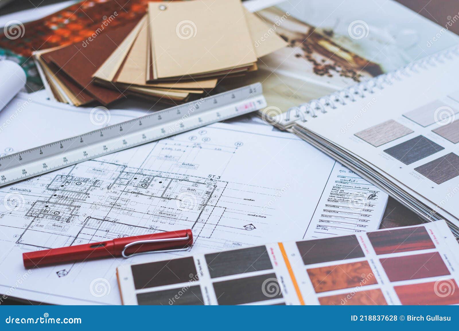 The Architect is Planning the Design. Architectural Work with Color ...