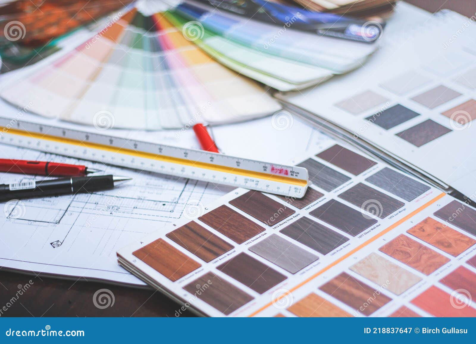 The Architect is Planning the Design. Architectural Work with Color ...