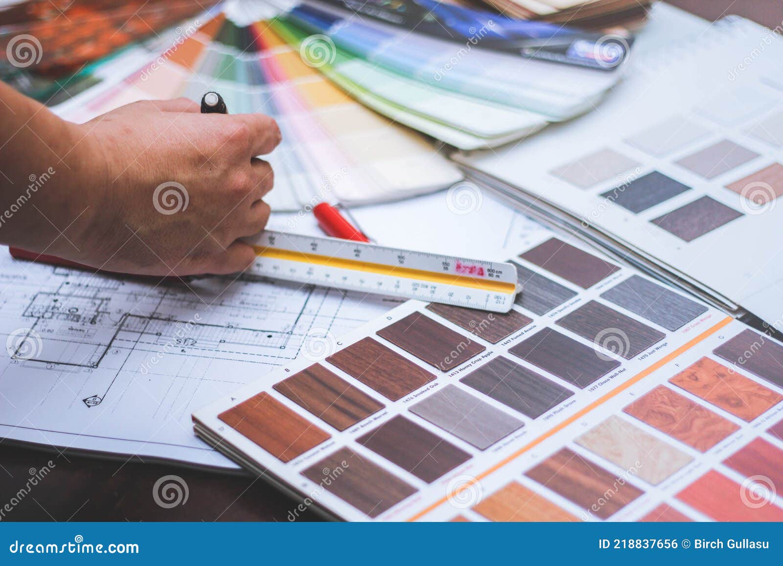 The Architect is Planning the Design. Architectural Work with Color ...