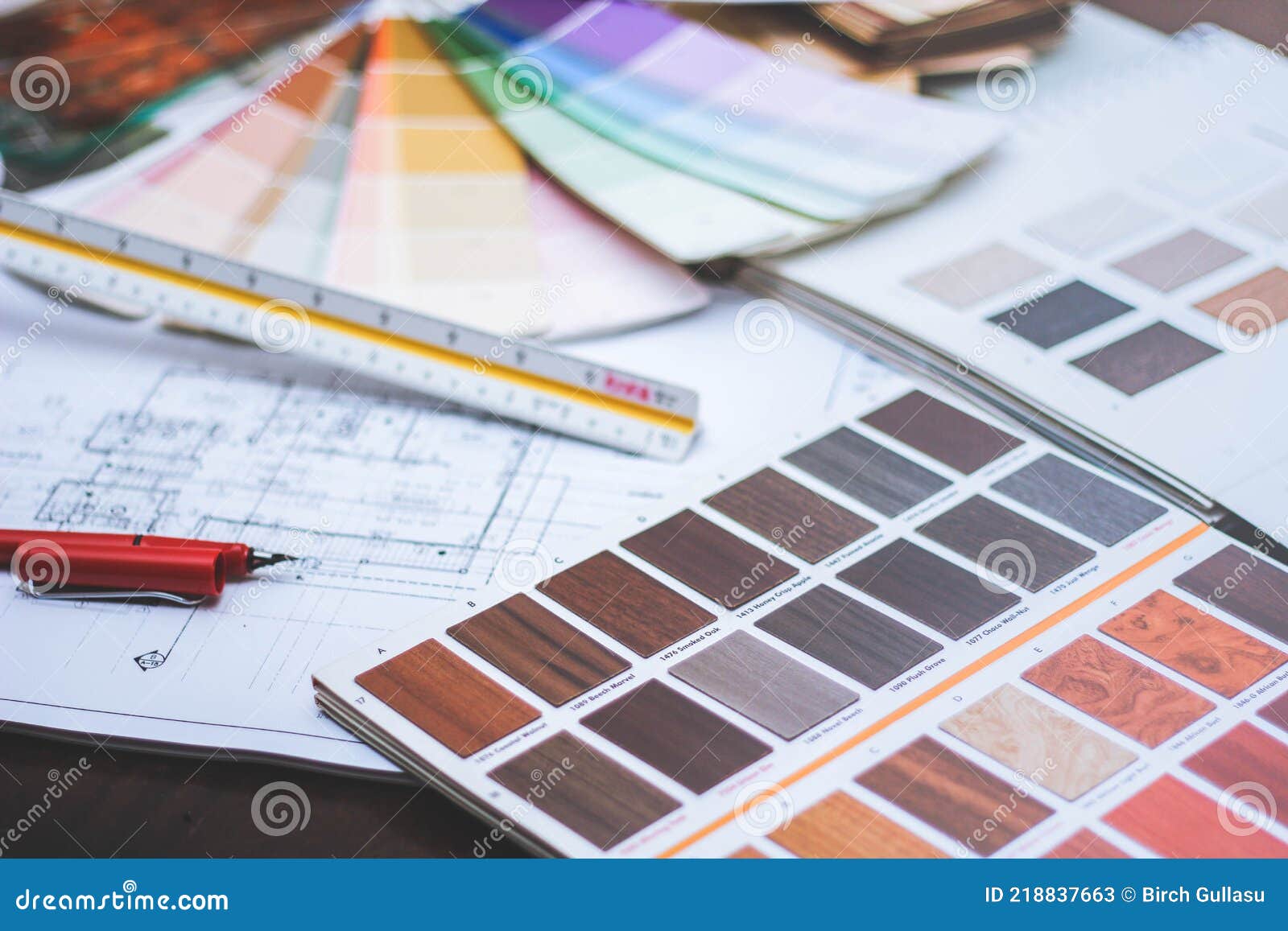 The Architect is Planning the Design. Architectural Work with Color ...