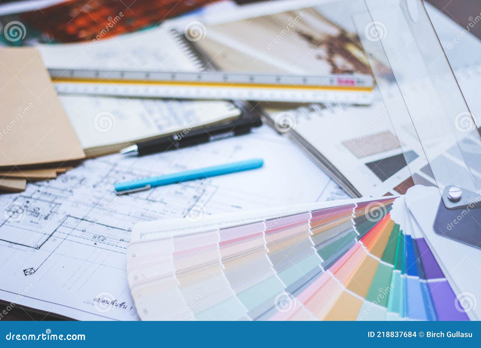 The Architect is Planning the Design. Architectural Work with Color ...