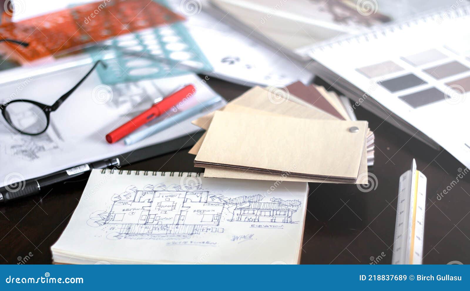 The Architect is Planning the Design. Architectural Work with Color ...